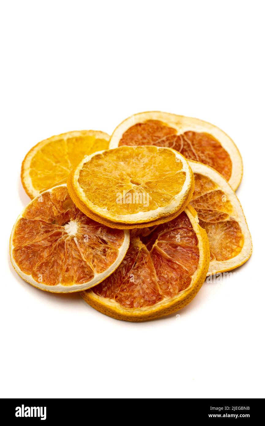 Dried orange slices. Sliced dried orange isolated on a white background ...