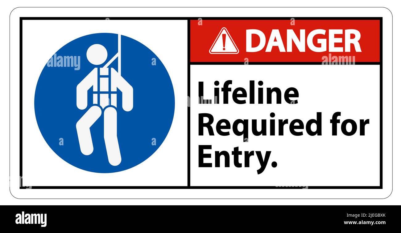 Warning Confined Space Sign Lifeline Required For Entry Stock Vector ...
