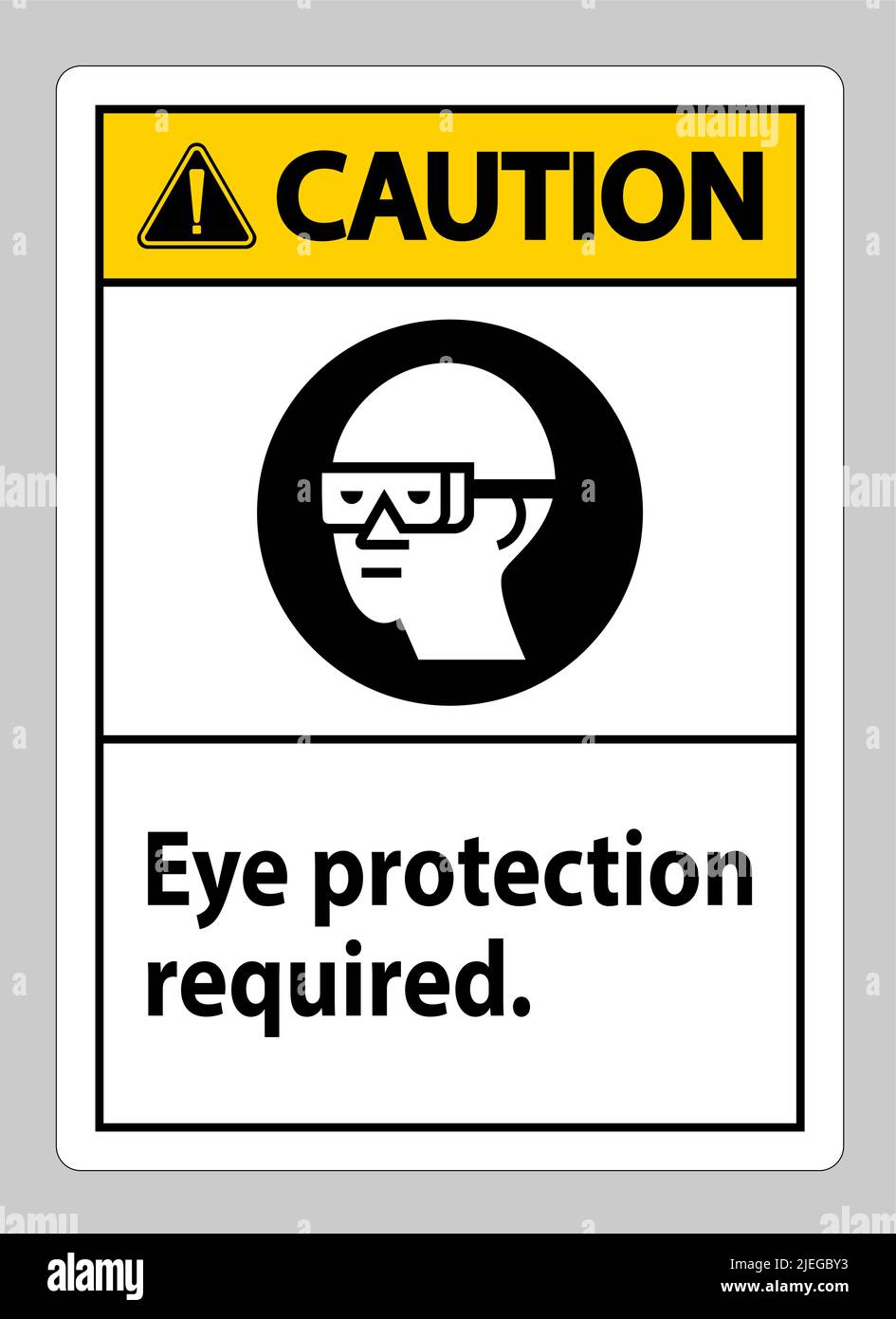 Caution Sign Eye Protection Required on white background Stock Vector ...