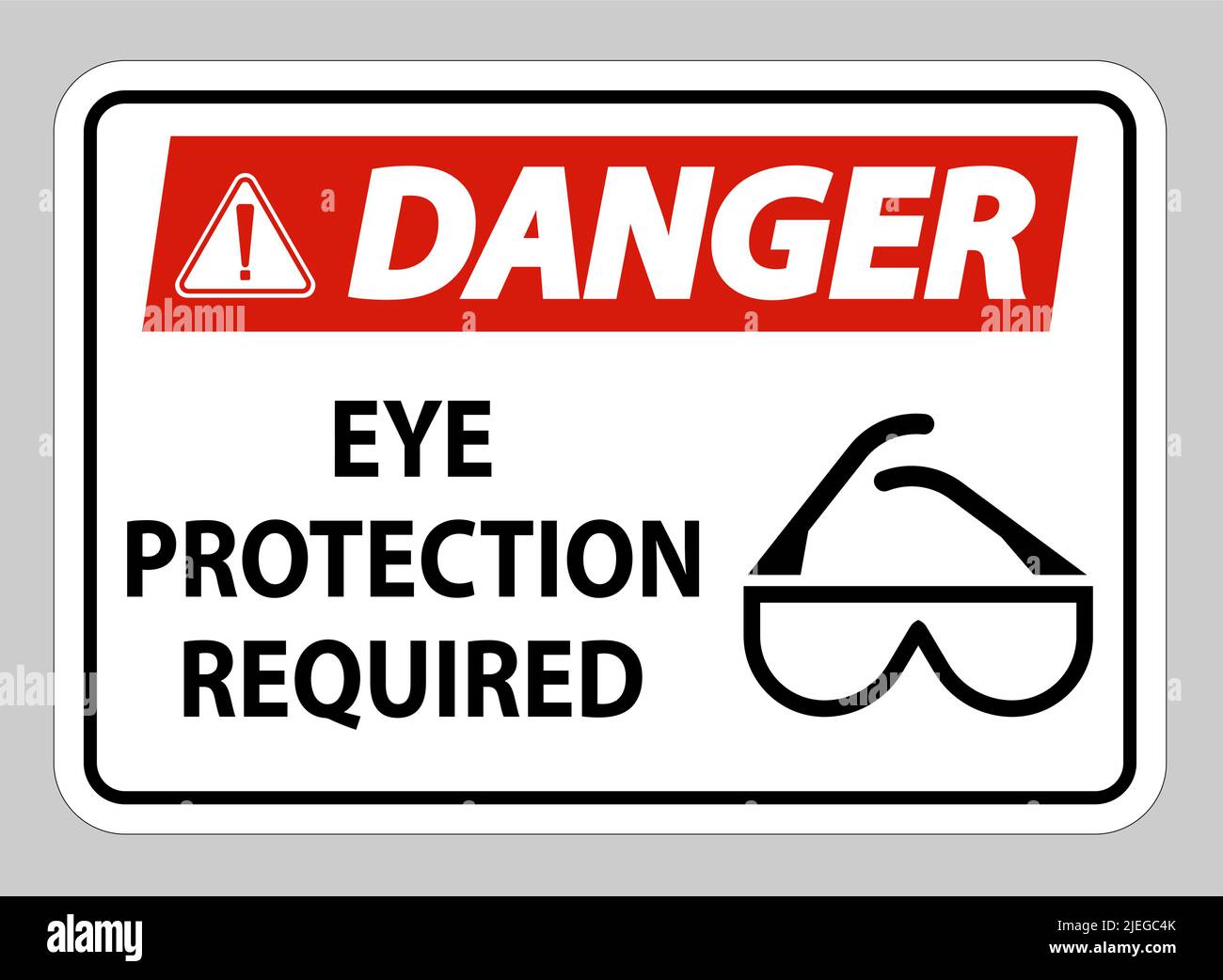 Danger sign Eye Protection Required on white background Stock Vector ...