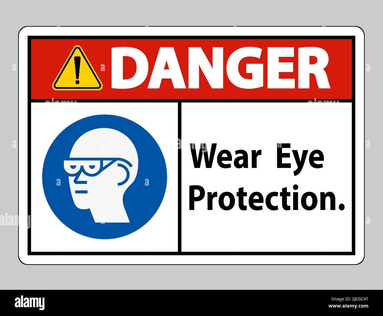 Danger Sign Wear Eye Protection on white background Stock Vector Image ...