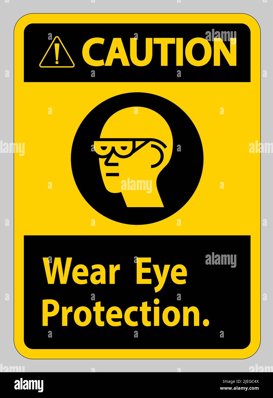 Caution Sign Wear Eye Protection on white background Stock Vector Image ...