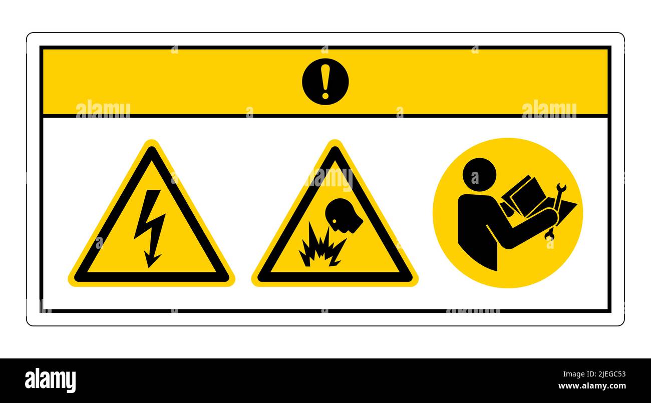 Caution Electric Shock Hazard Symbol Sign On White Background Stock ...