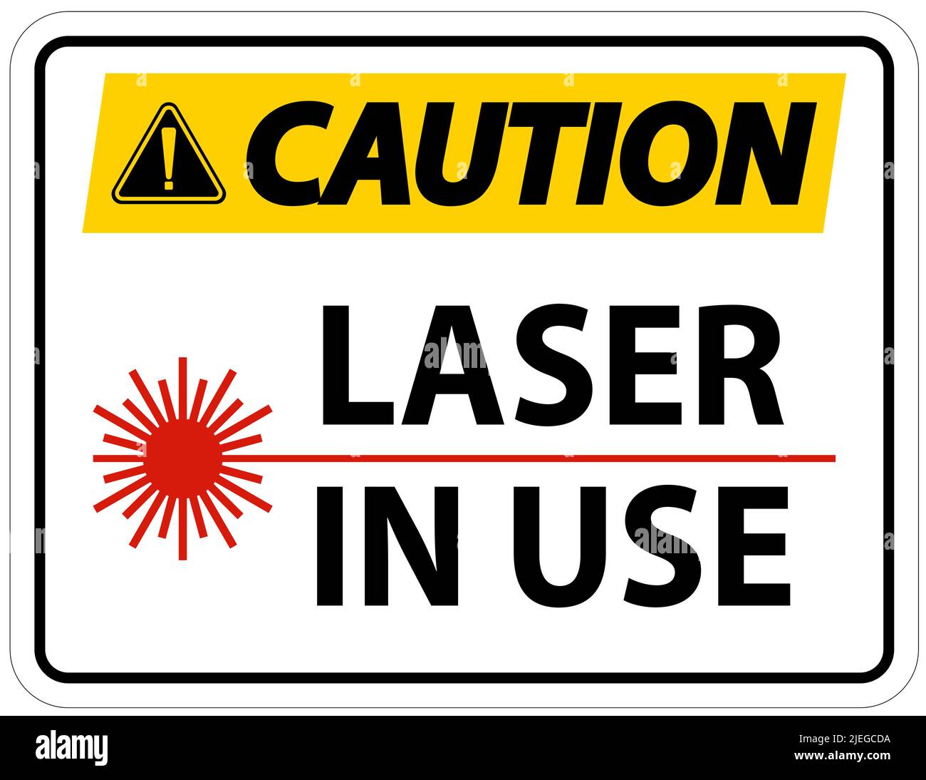Caution Laser In Use Symbol Sign On White Background Stock Vector Image ...