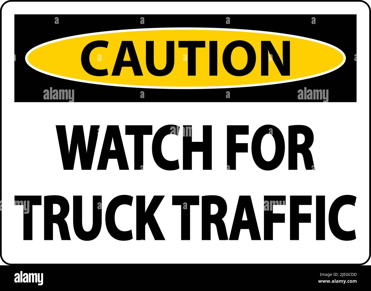Caution Watch For Truck Traffic Sign On White Background Stock Vector ...