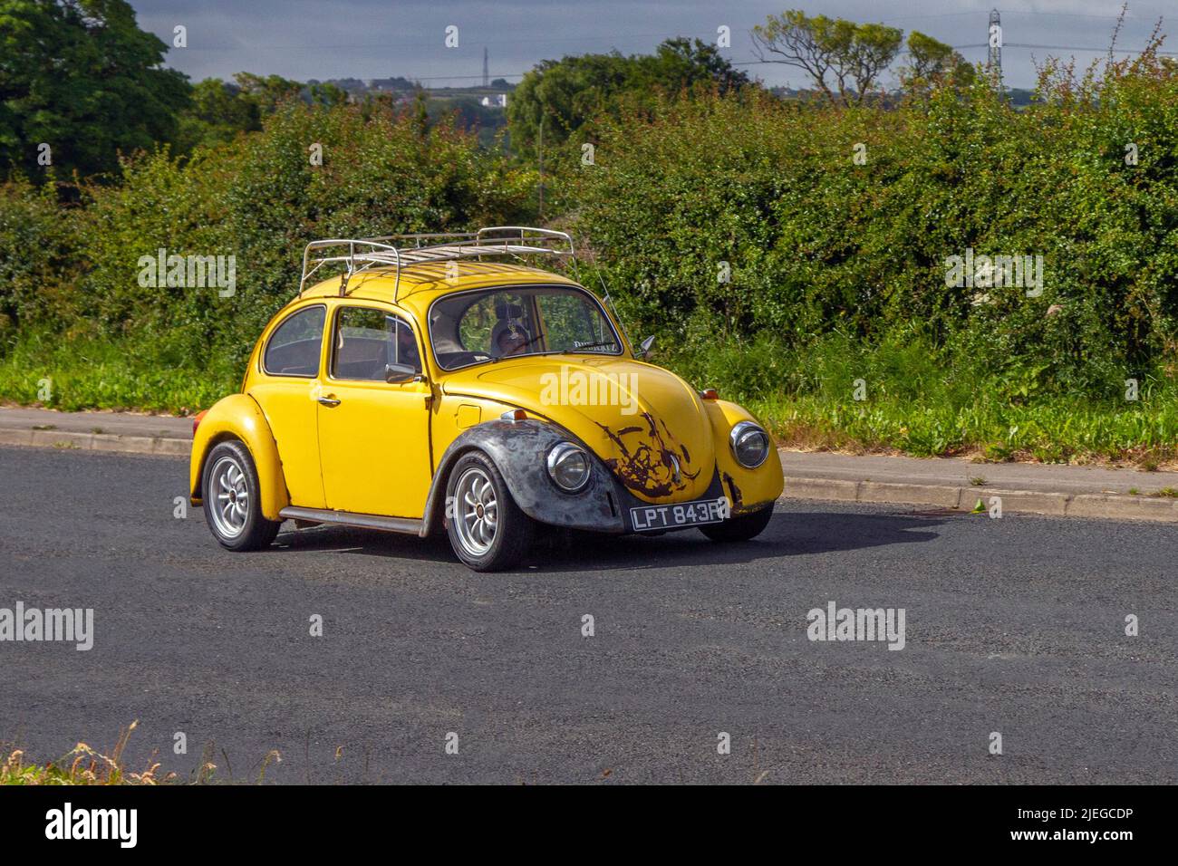 1975 70s seventies Yellow Volkswagen Beetle 1285cc, air-cooled, rear ...