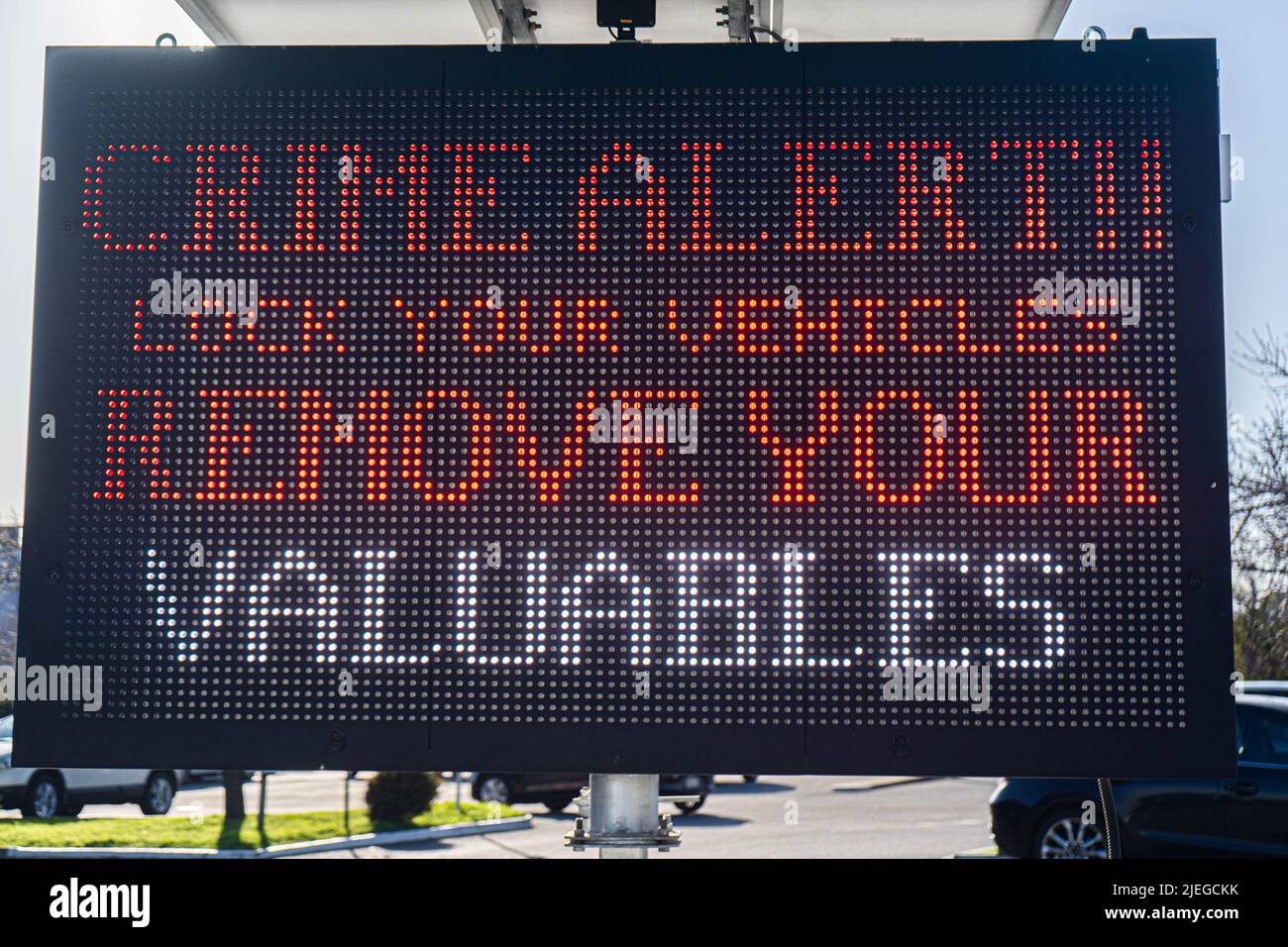 27 June 2022: Electronic LED sign to deter vehicle crime Stock Photo ...