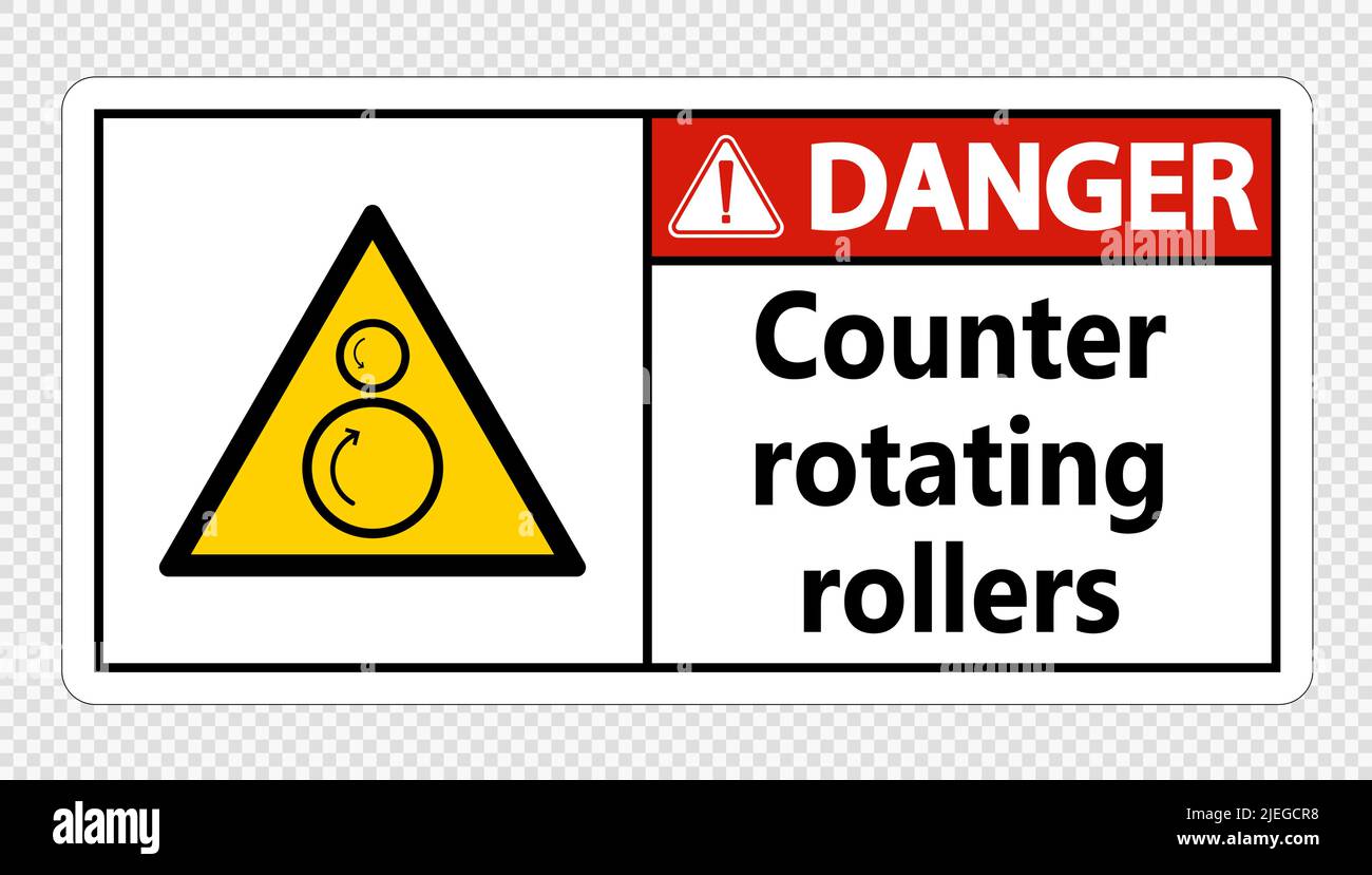 Danger counter rotating rollers sign on transparent background,vector ...