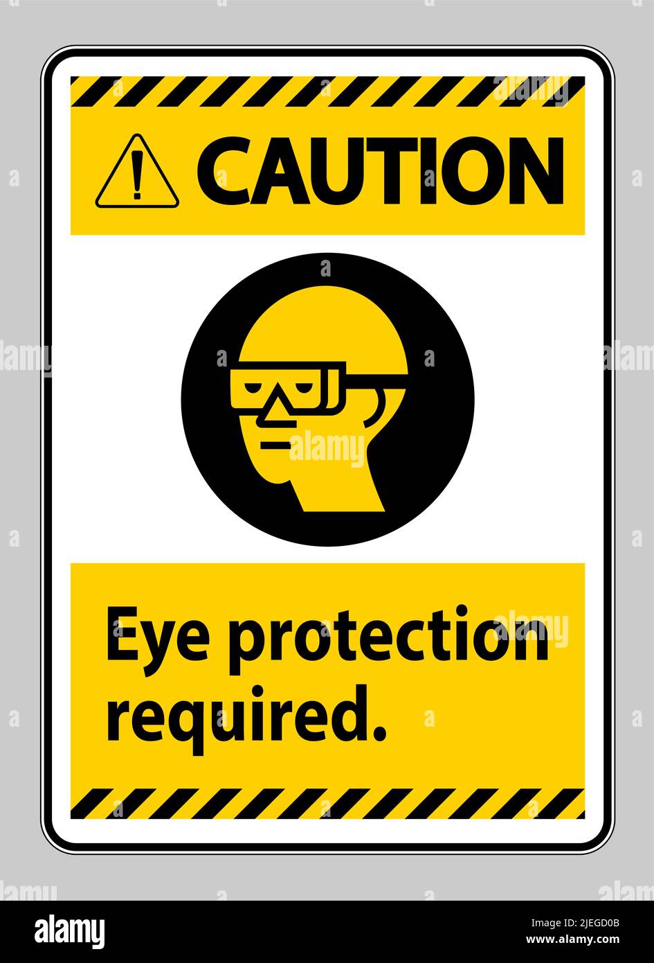 Caution Sign Eye Protection Required on white background Stock Vector ...