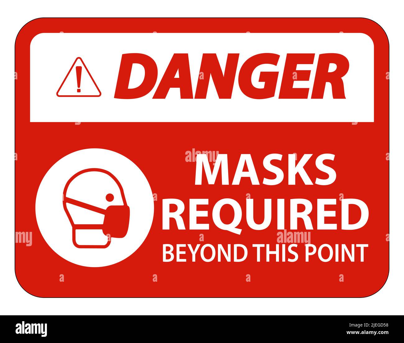 Danger Masks Required Beyond This Point Sign Isolate On White ...