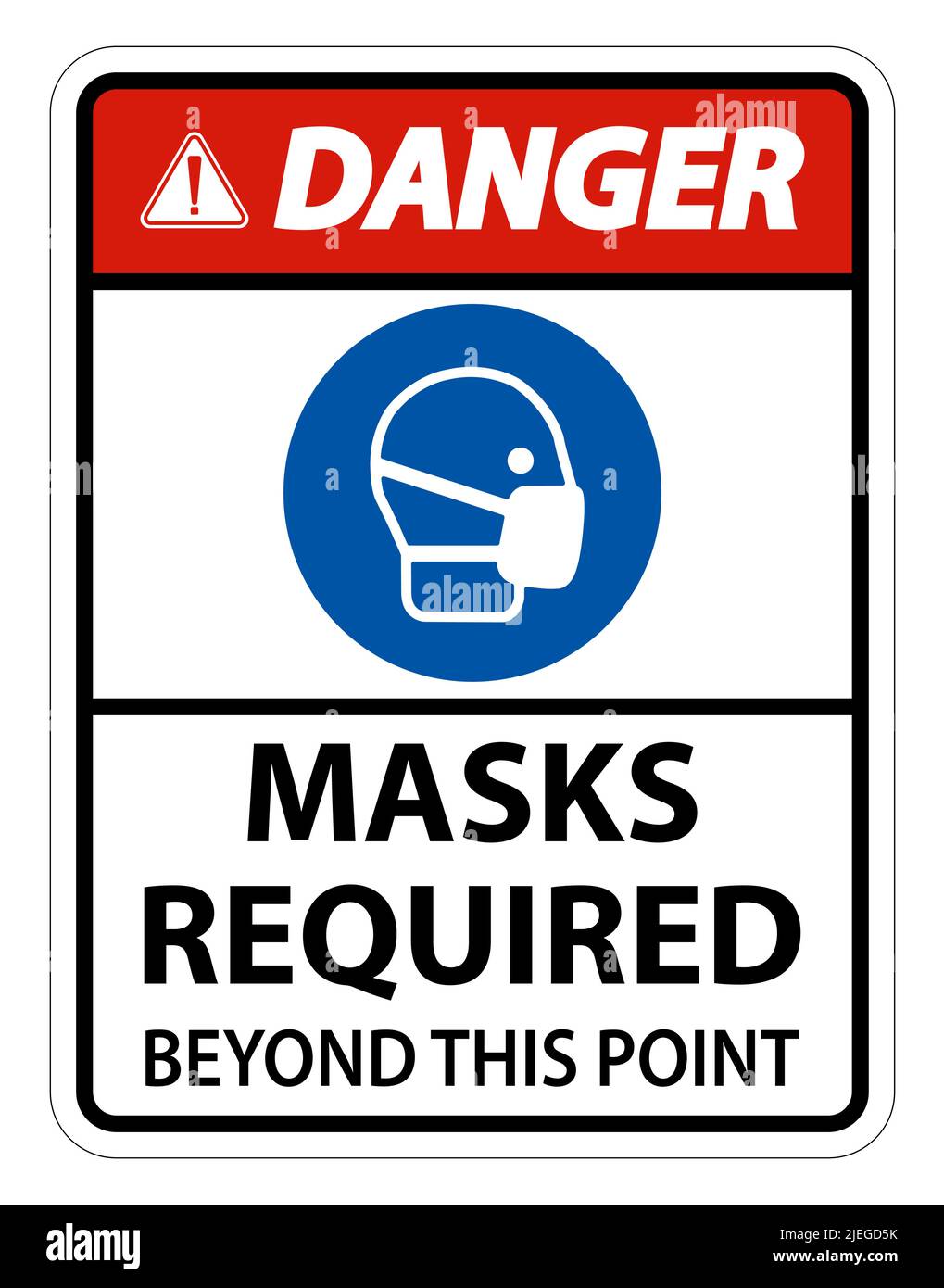 Danger Masks Required Beyond This Point Sign Isolate On White ...