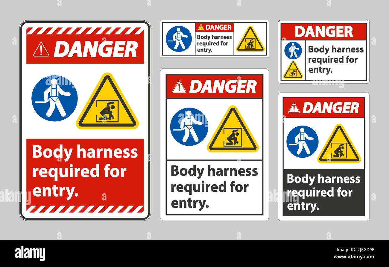 Danger Sign Body Harness Required For Entry Stock Vector Image & Art ...