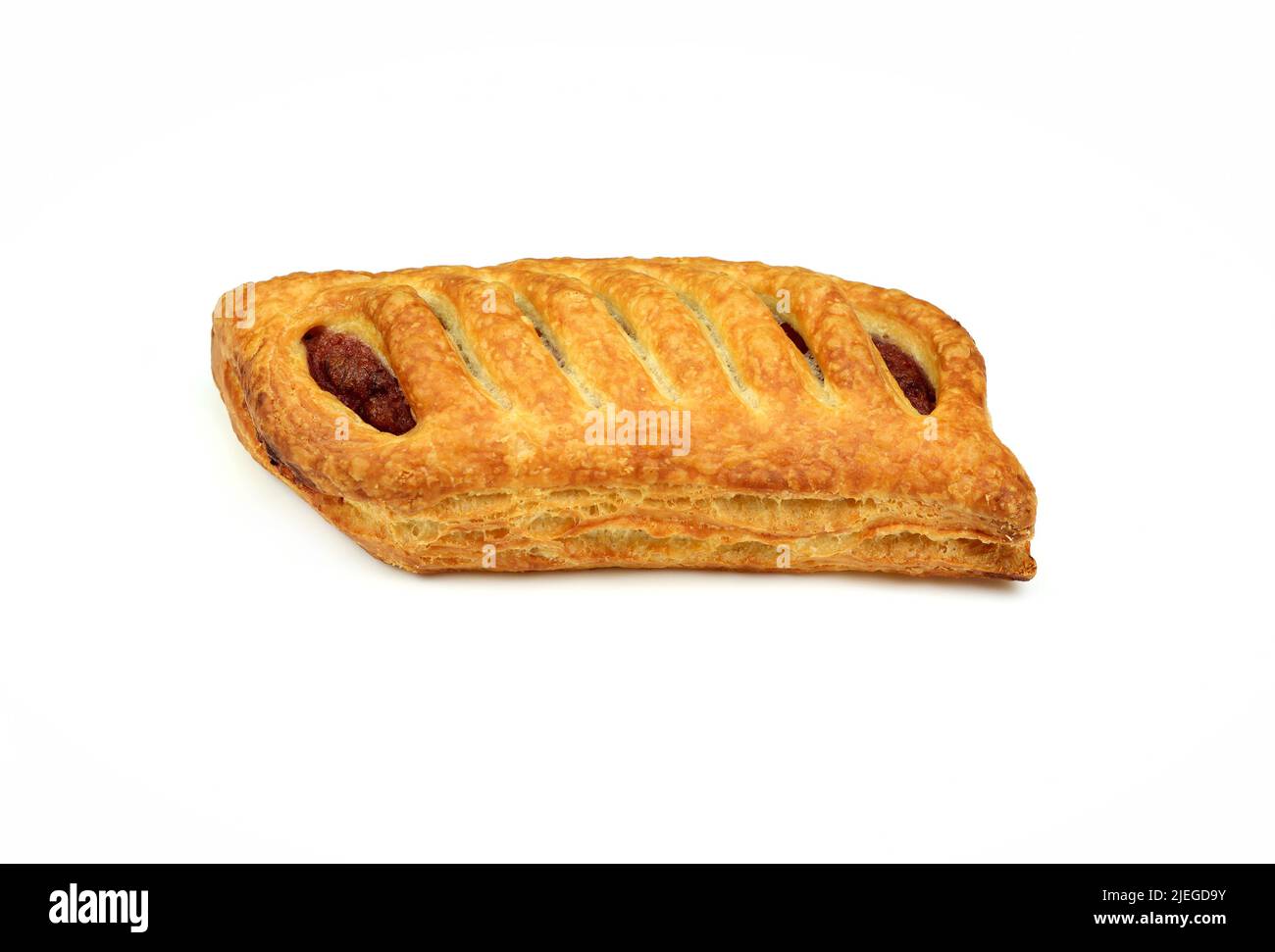 Puff pastry filled with jam isolated on white background Stock Photo ...