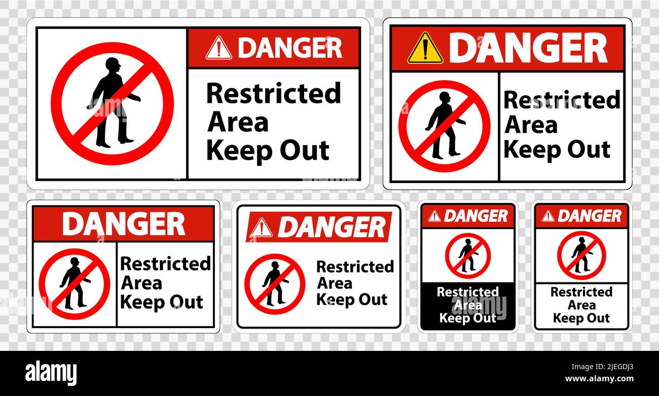 Danger Restricted Area Keep Out Symbol Sign Isolate on transparent ...