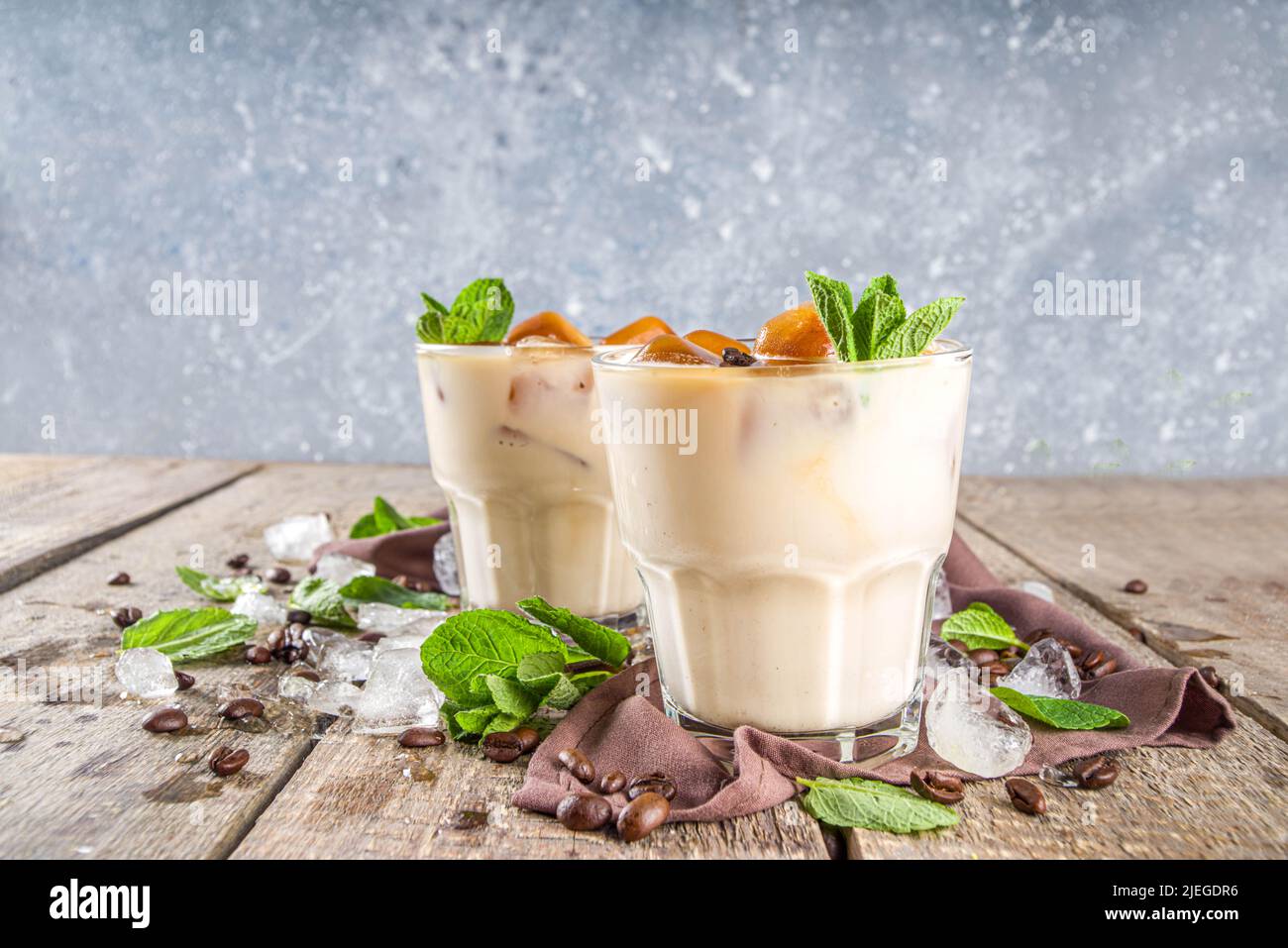 Cold summer coffee, latte, frappe, frappuccino. Coffee iced cocktail ...