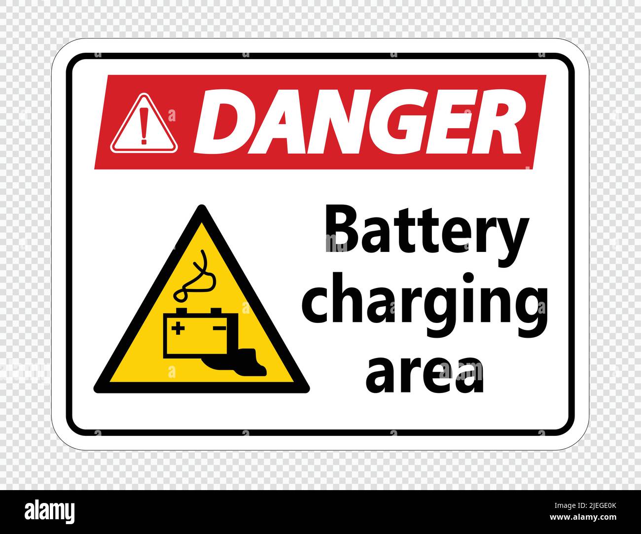 Danger battery charging area Sign on transparent background,vector ...