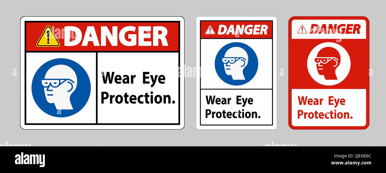 Danger Sign Wear Eye Protection on white background Stock Vector Image ...