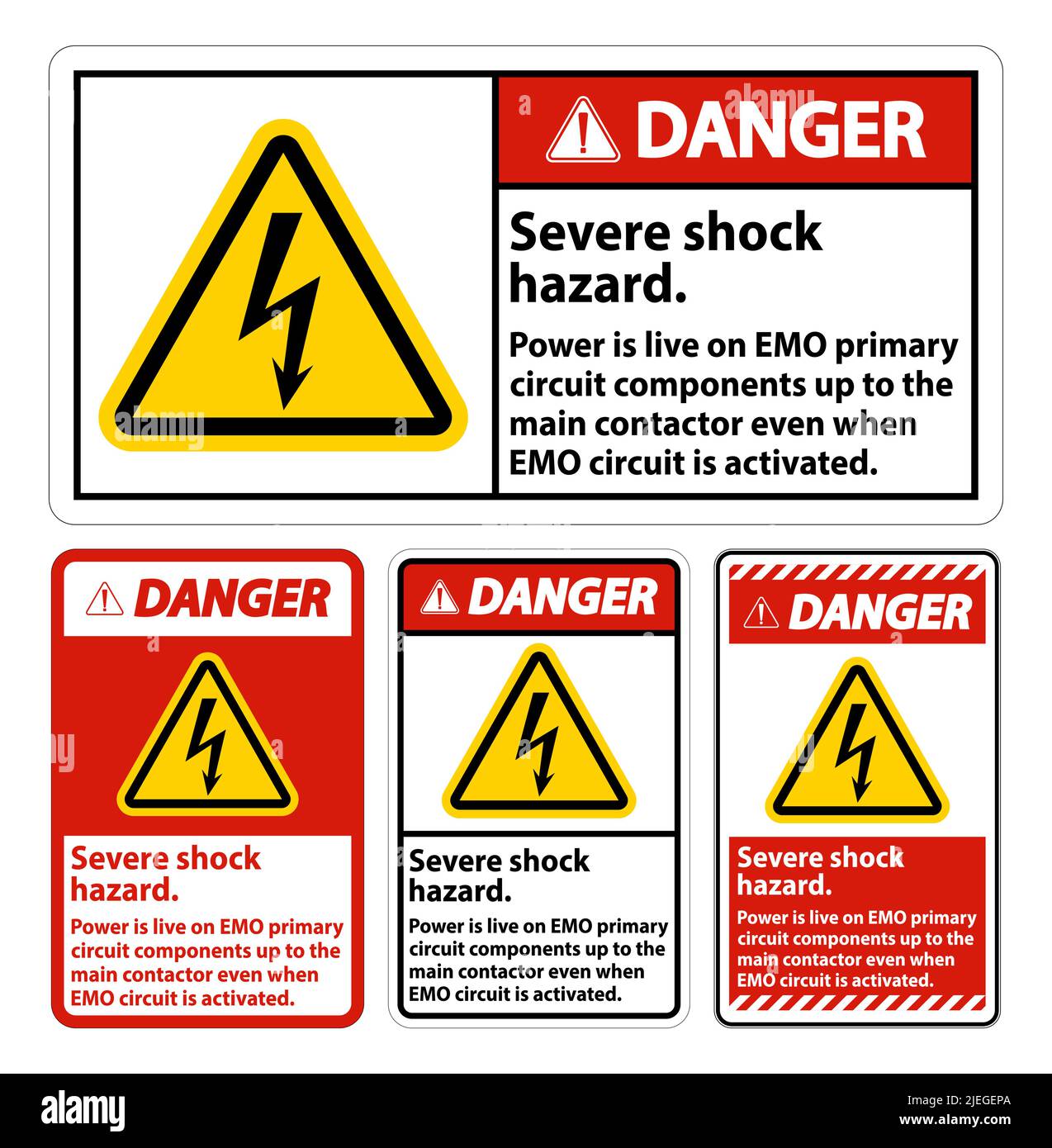 Danger Severe shock hazard sign on white background Stock Vector Image ...