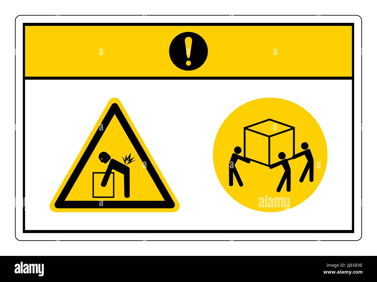 Caution Lift Hazard Use Three Person Lift Symbol Sign On White ...