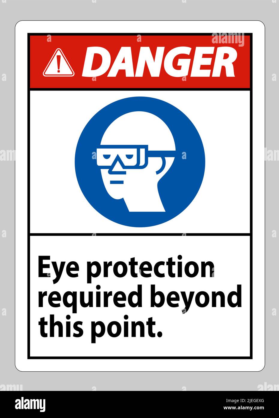 Danger Sign Eye Protection Required Beyond This Point Stock Vector