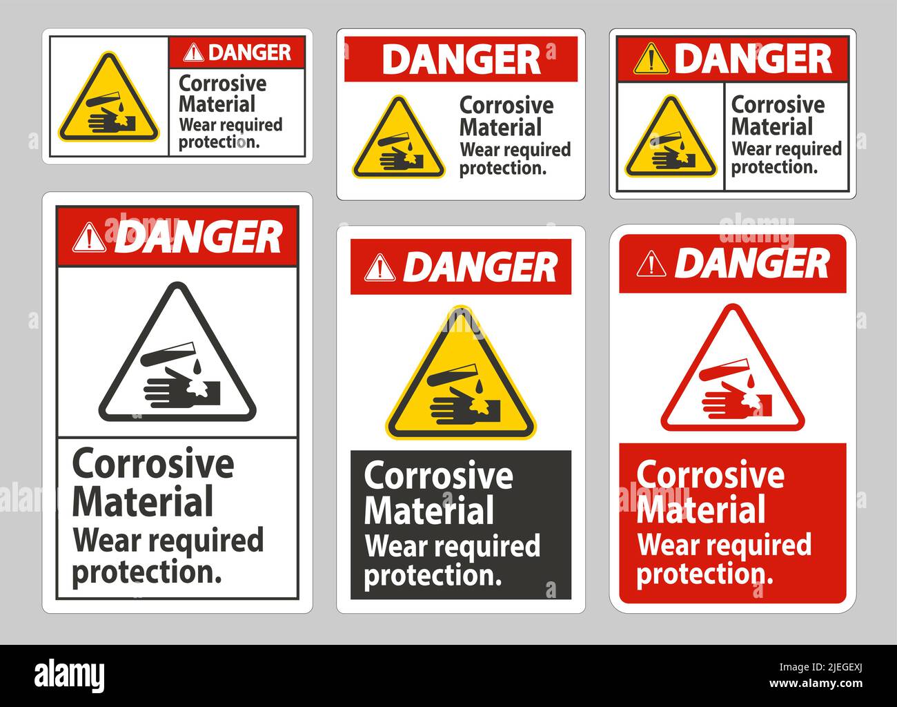 Danger Sign Corrosive Materials,Wear Required Protection Stock Vector ...