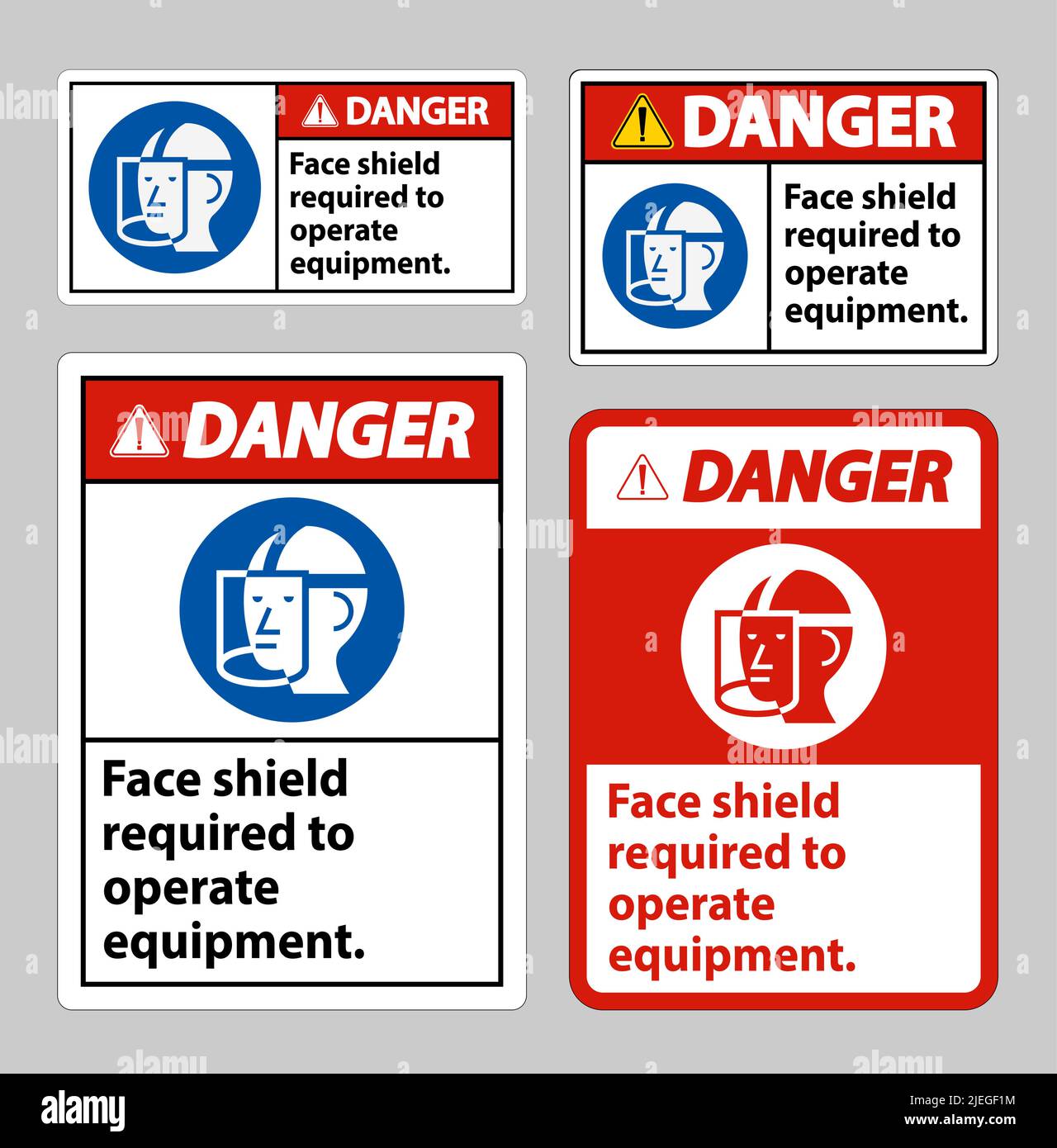 Danger Sign Face Shield Required to Operate Equipment Stock Vector ...
