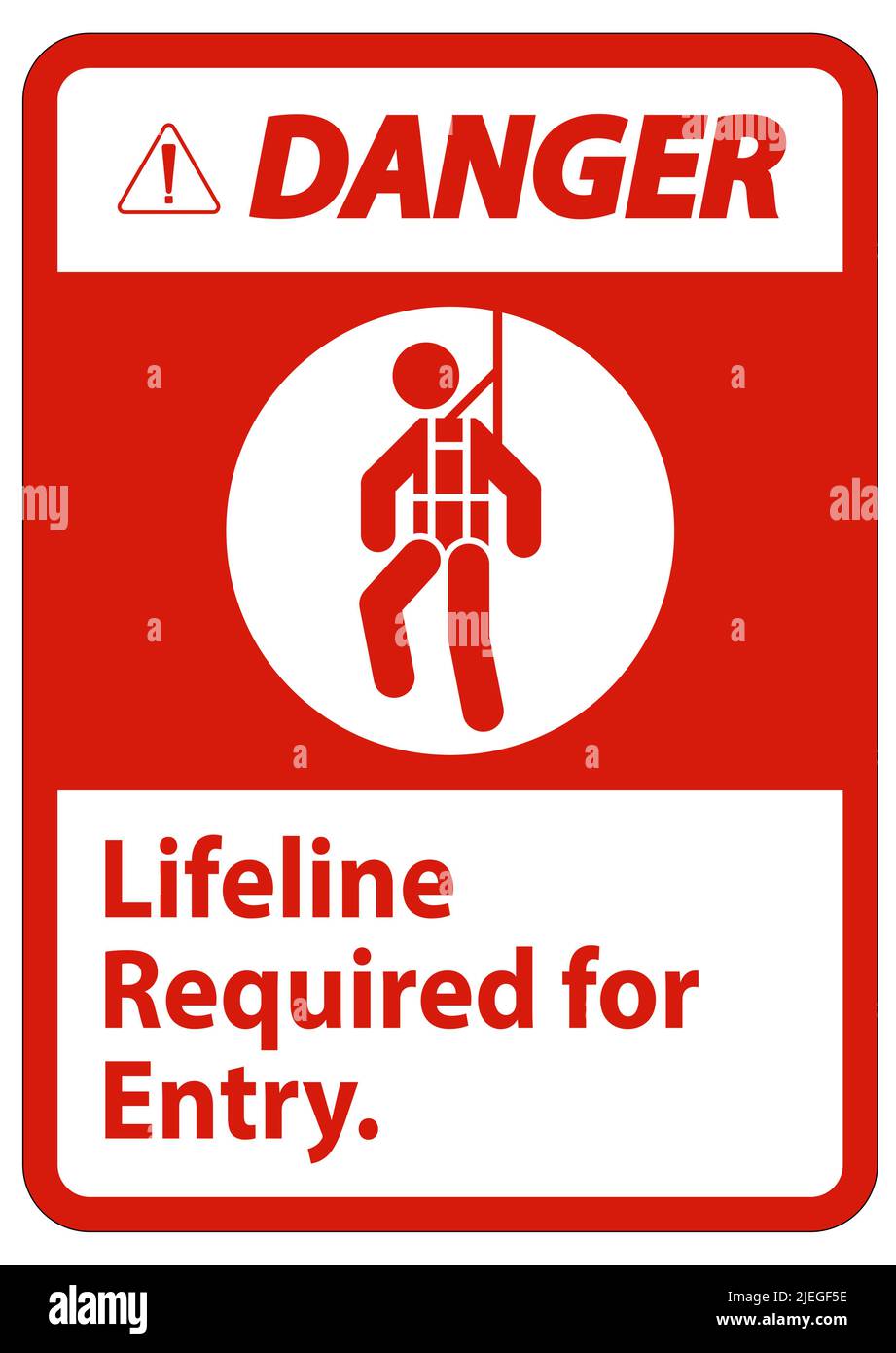 Warning Confined Space Sign Lifeline Required For Entry Stock Vector ...