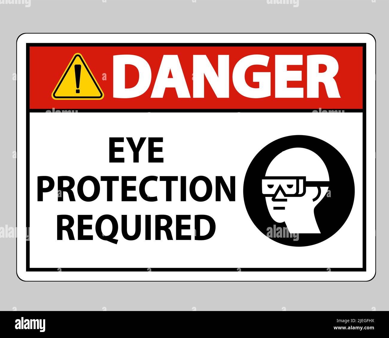 Danger sign Eye Protection Required on white background Stock Vector ...