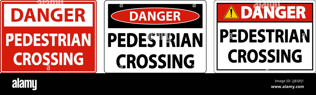 Danger Pedestrian Crossing Sign On White Background Stock Vector Image ...