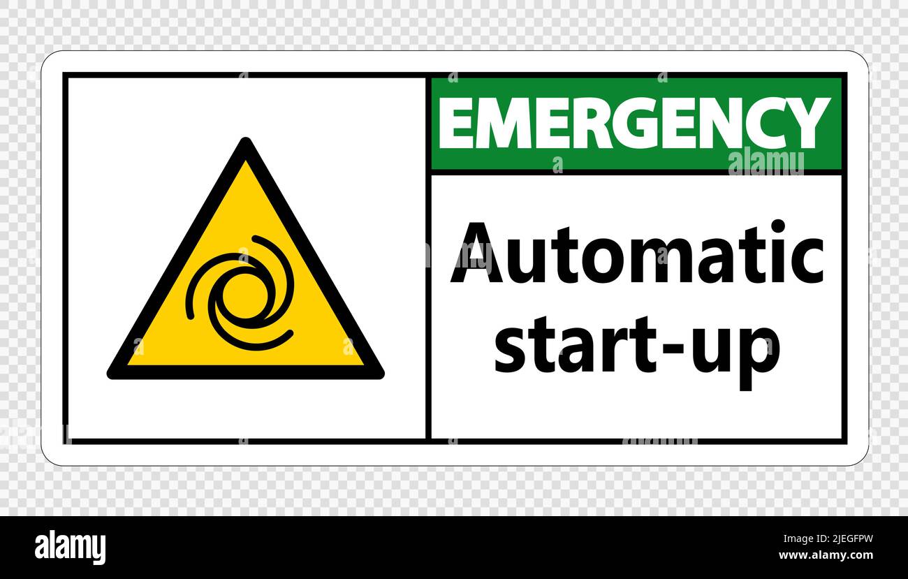 Emergency automatic start-up sign on transparent background,vector ...