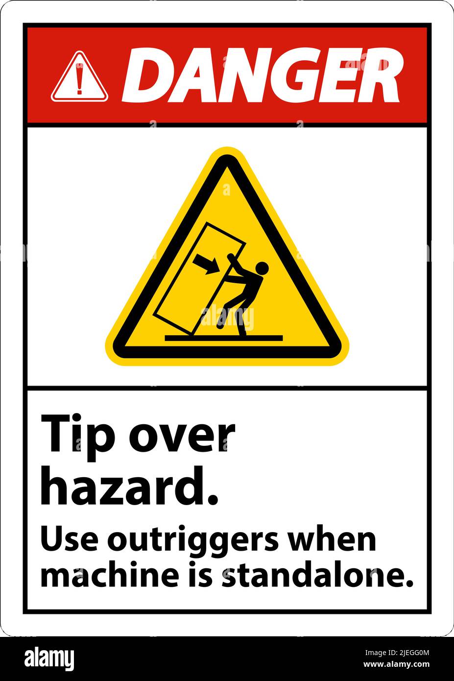 Danger Tip Over Hazard Use Outriggers Label On White Background Stock ...