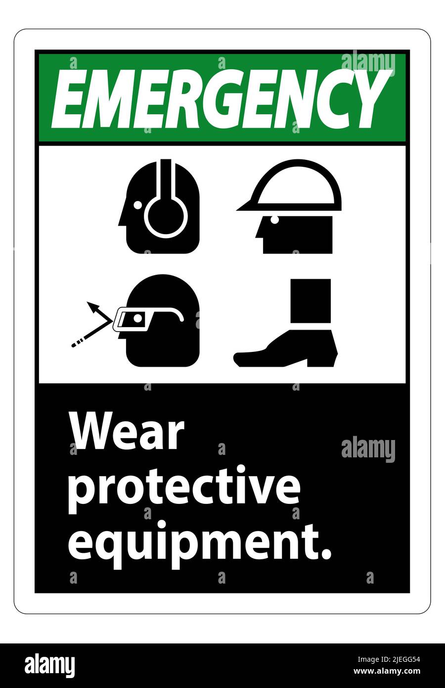 Emergency Sign Wear Protective Equipment,With PPE Symbols on White ...