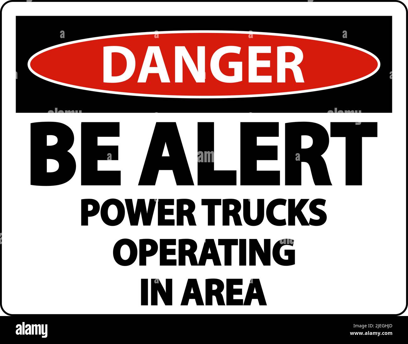 Danger Power Trucks Operating Sign On White Background Stock Vector ...