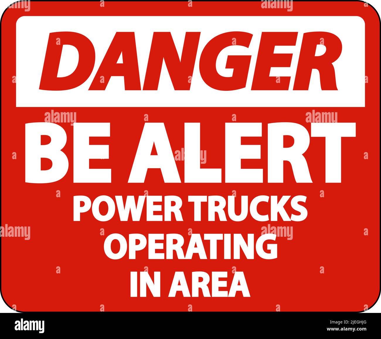 Danger Power Trucks Operating Sign On White Background Stock Vector ...