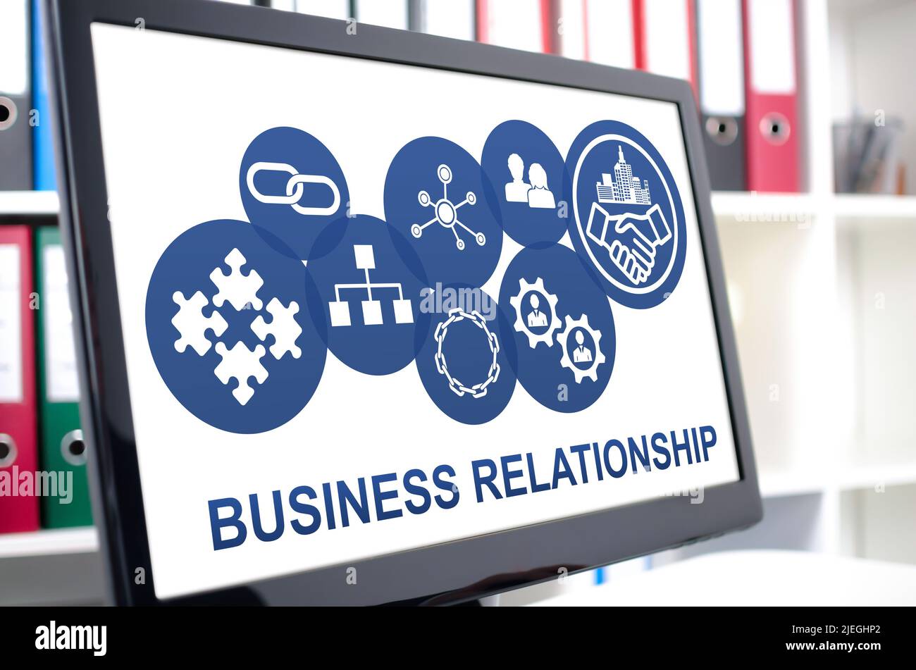 Business relationship concept shown on a computer screen Stock Photo ...