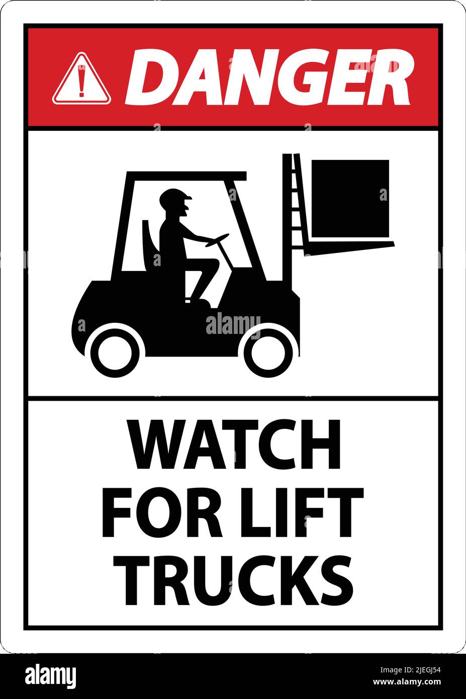 Danger Watch For Lift Trucks Sign On White Background Stock Vector ...