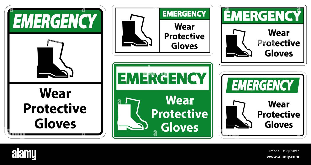 Emergency Wear protective footwear sign on transparent background Stock ...