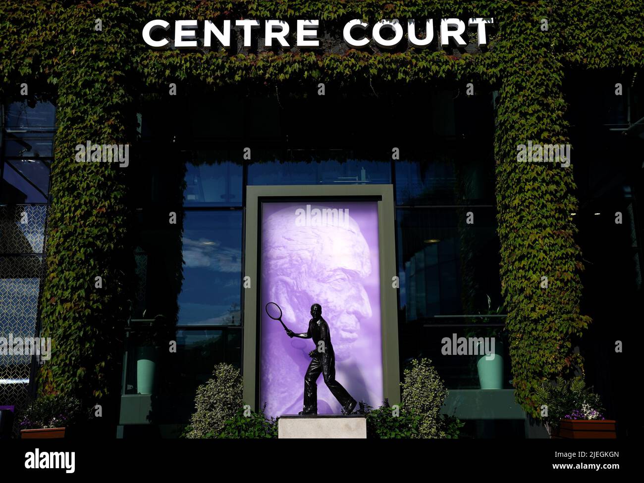 The Fred Perry statue outside centre court on day one of the 2022 ...