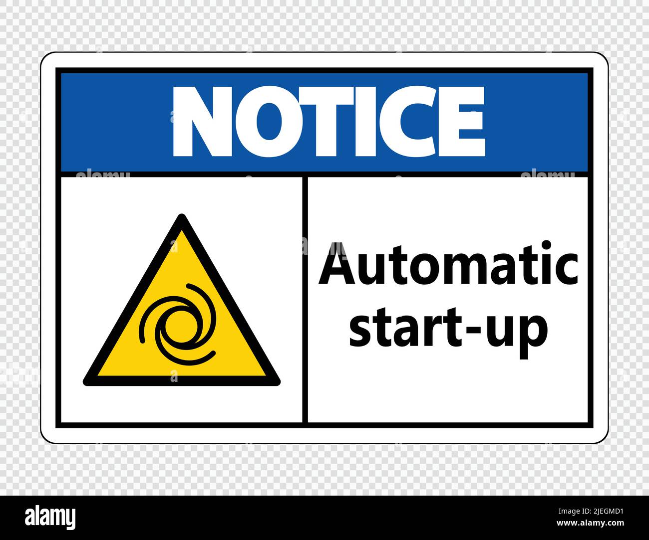Notice automatic start-up sign on transparent background,vector ...