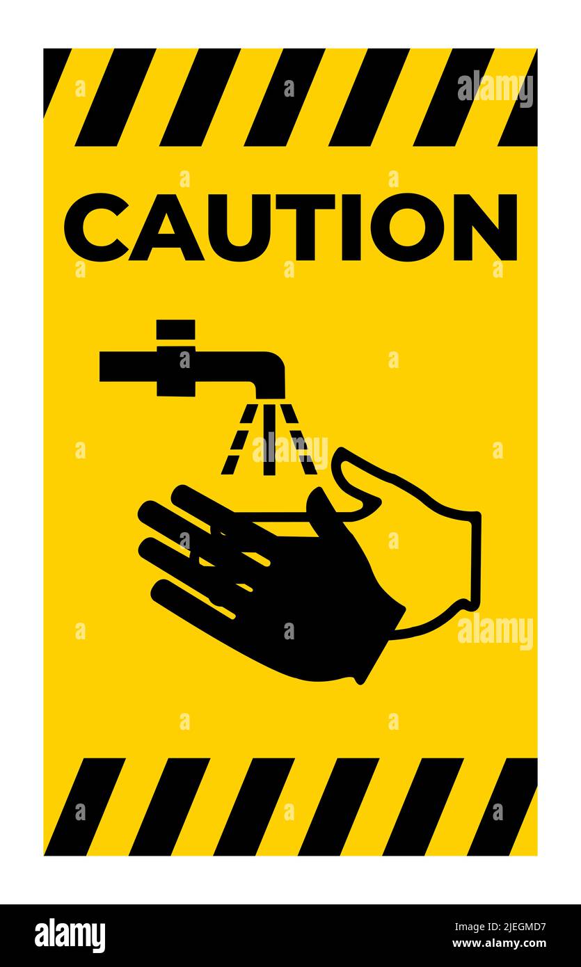 Caution Wash Your Hand Symbol Isolate On White Background Stock Vector ...