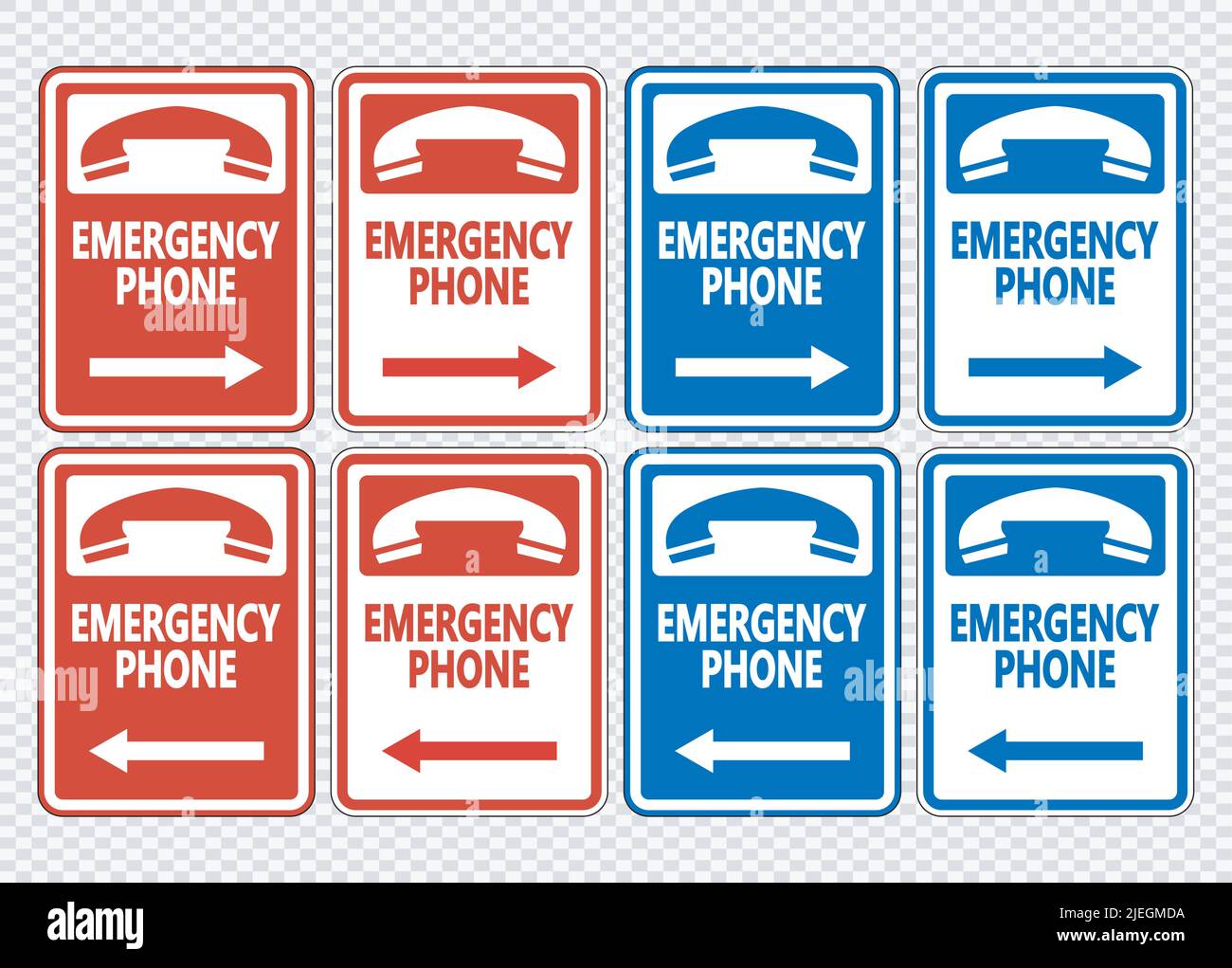 Emergency Phone (Right Arrow) Sign on transparent background Stock ...