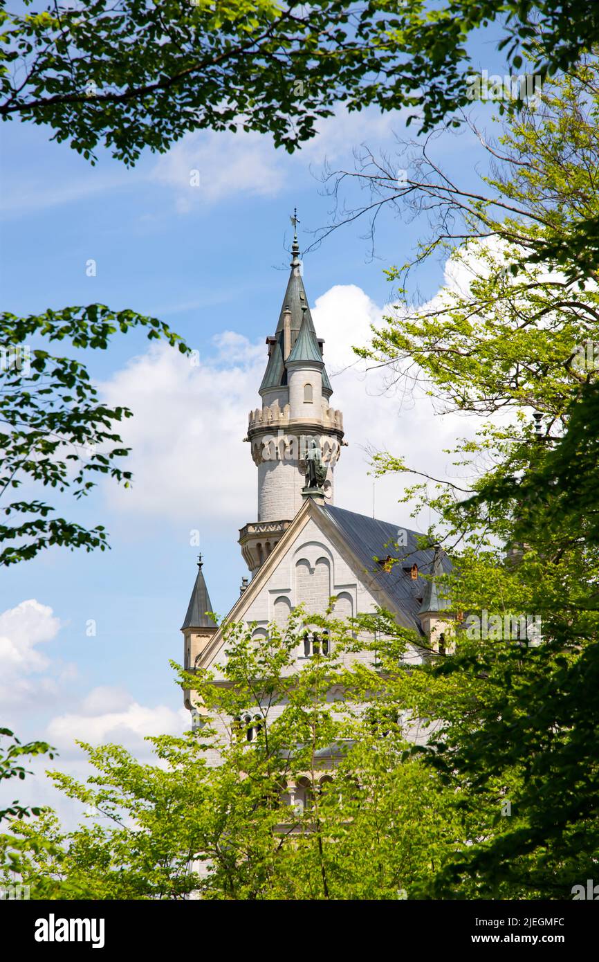 Picturesque spring landscape with the Neuschwanstein Castle, Germany ...