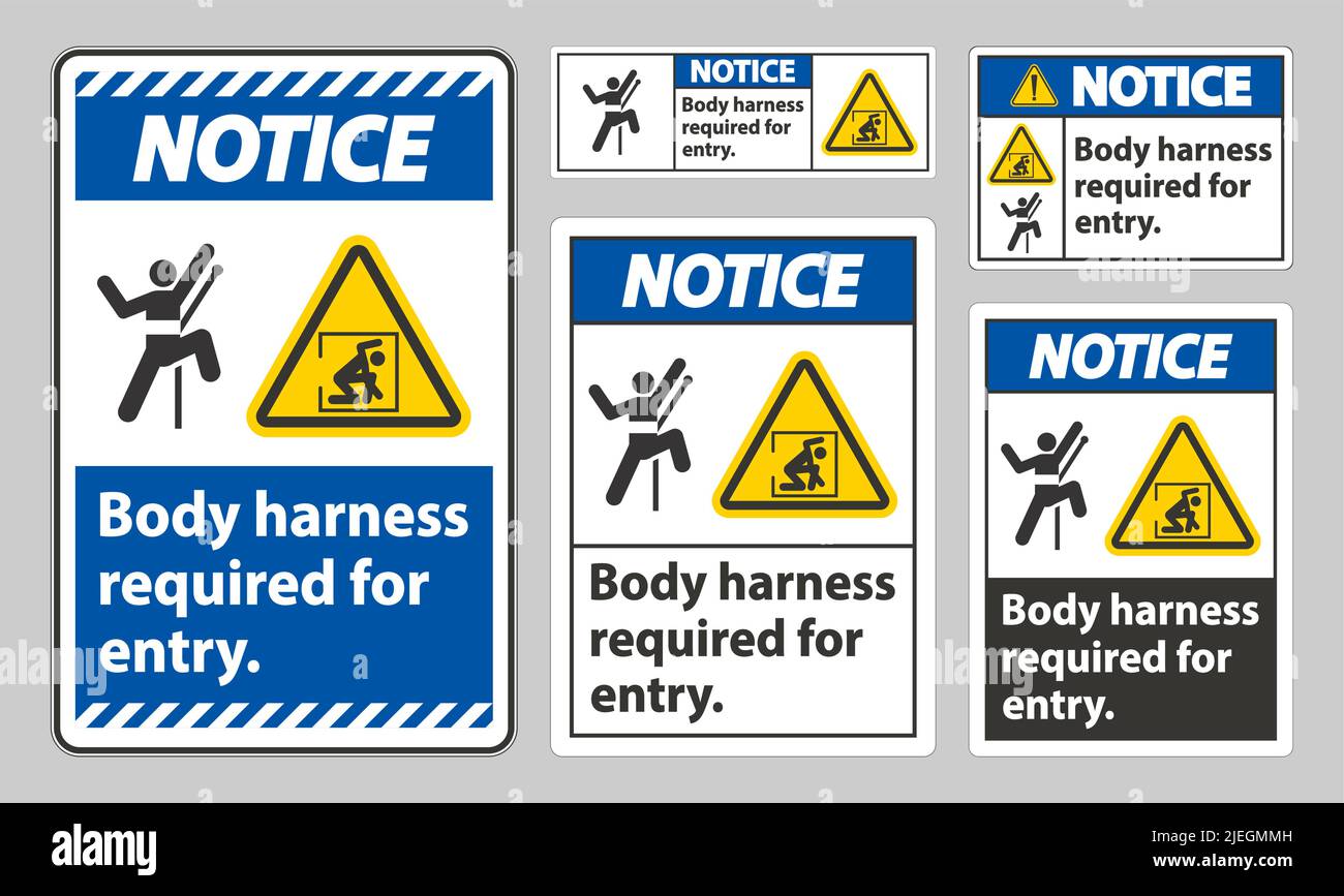 Notice Sign Body Harness Required For Entry Stock Vector Image & Art ...