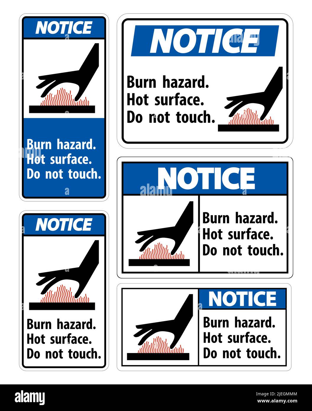 Notice Burn hazard,Hot surface,Do not touch Symbol Sign Isolate on ...