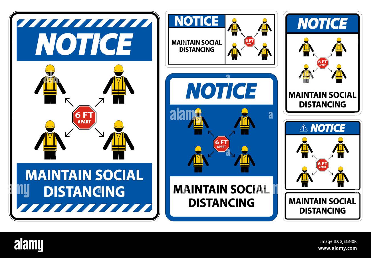 Notice Maintain social distancing, stay 6ft apart sign,coronavirus ...