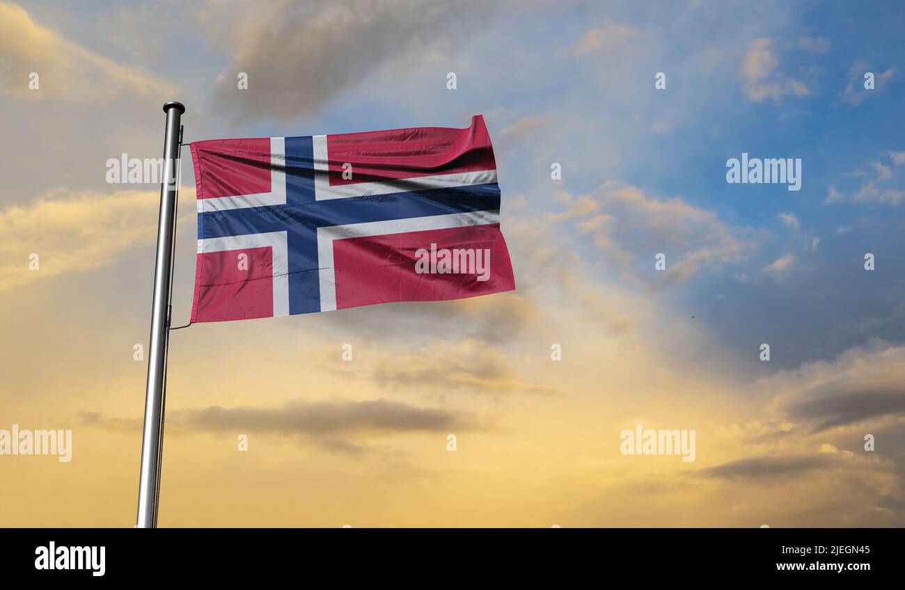 The national flag of Norway is red with a navy blue Scandinavian cross ...
