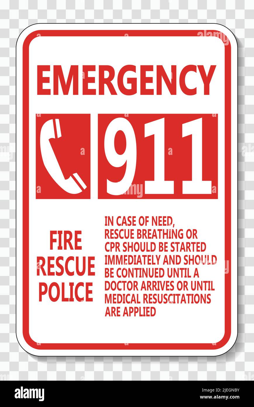 Emergency Call 911 Sign on transparent background,vector illustration ...