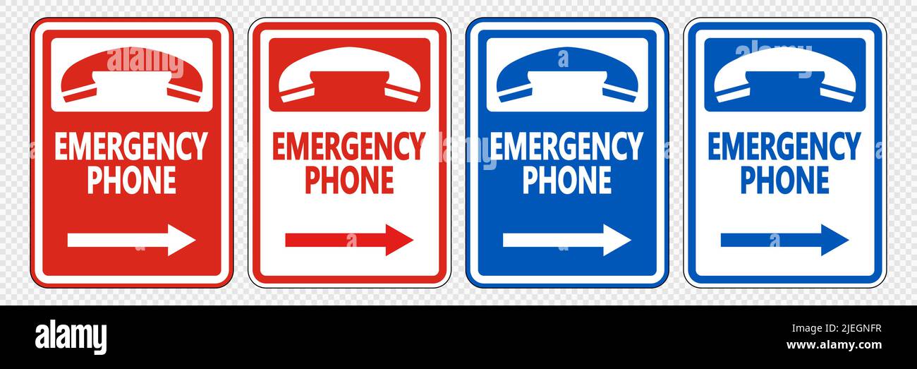 Emergency Phone (Right Arrow) Sign on transparent background Stock ...