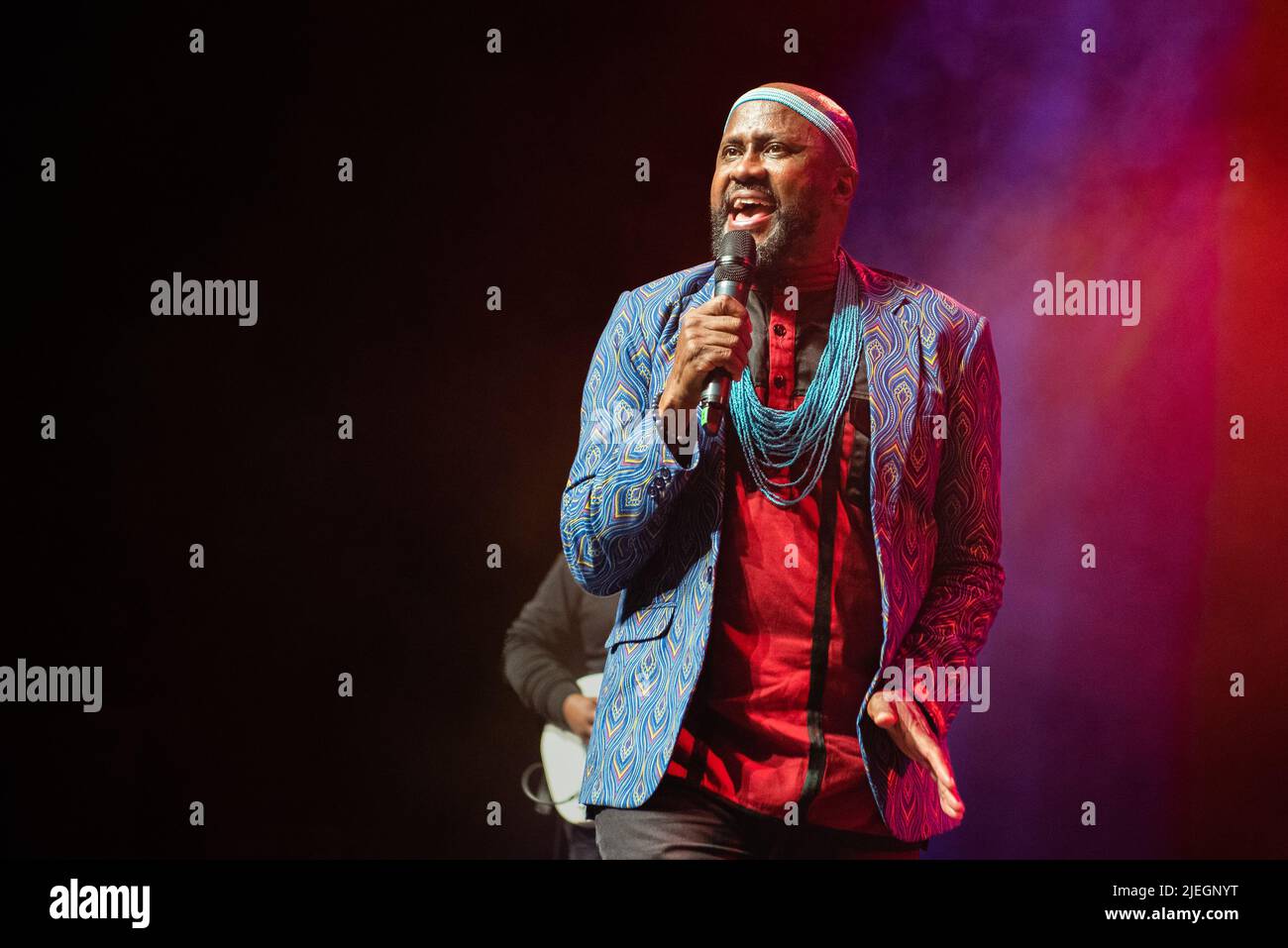 South African singer Ringo Madlingozi performing at the National Arts ...