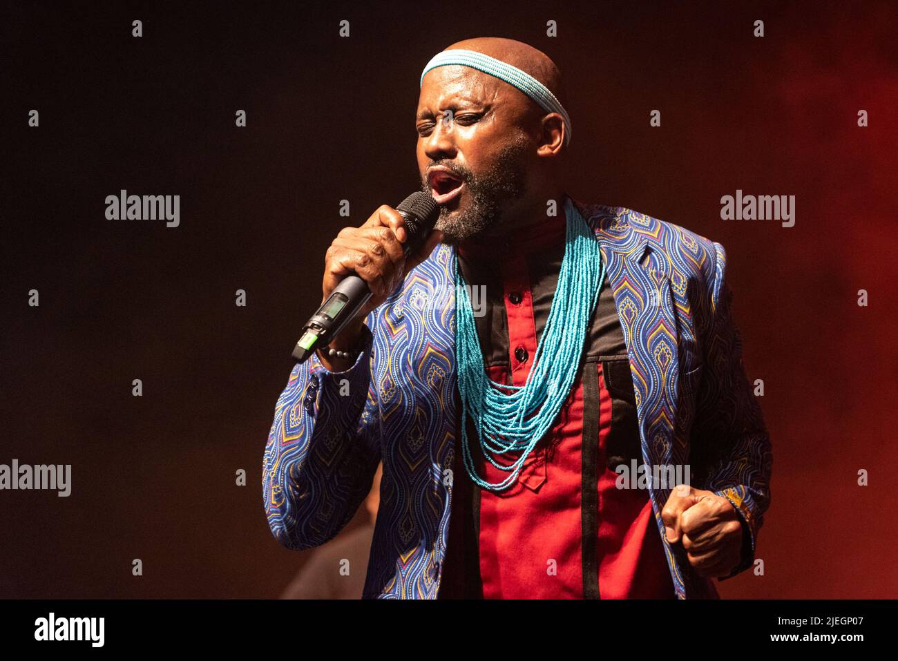 South African singer Ringo Madlingozi performing at the National Arts ...